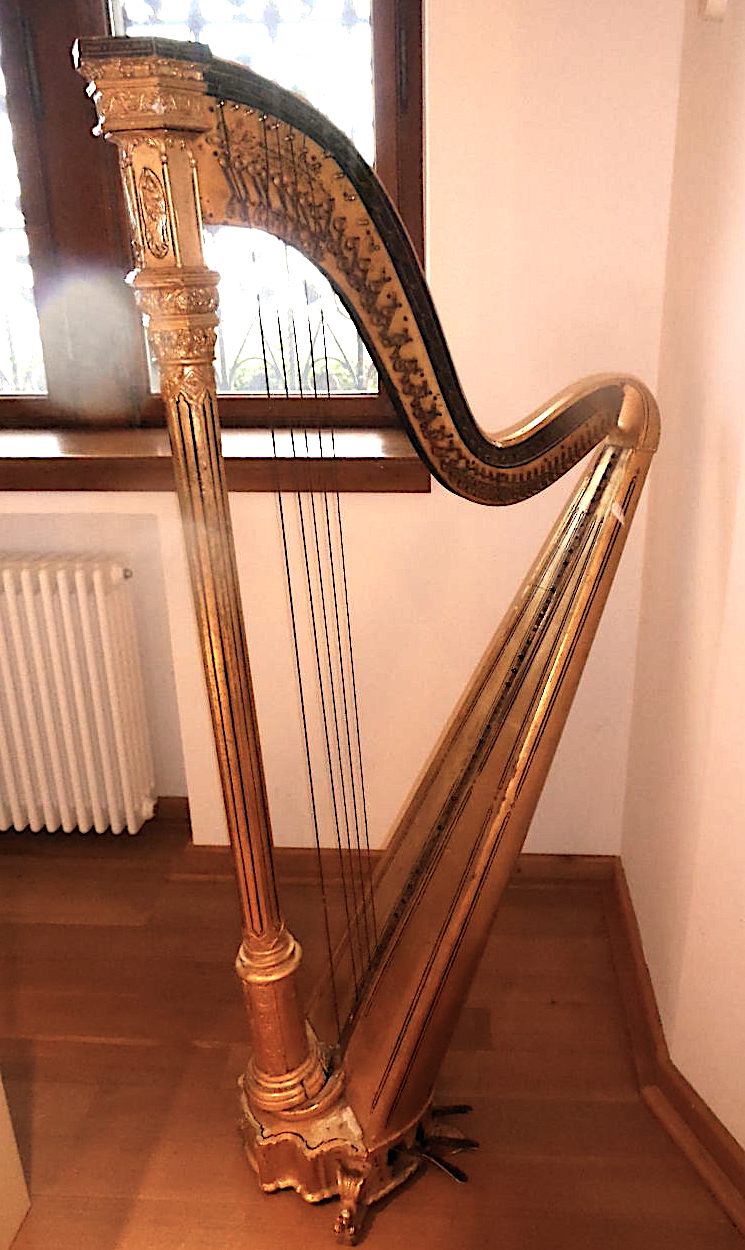 Doppelpedalharfe von James Hanley / New York, ca. 1840 - Harfenbau
